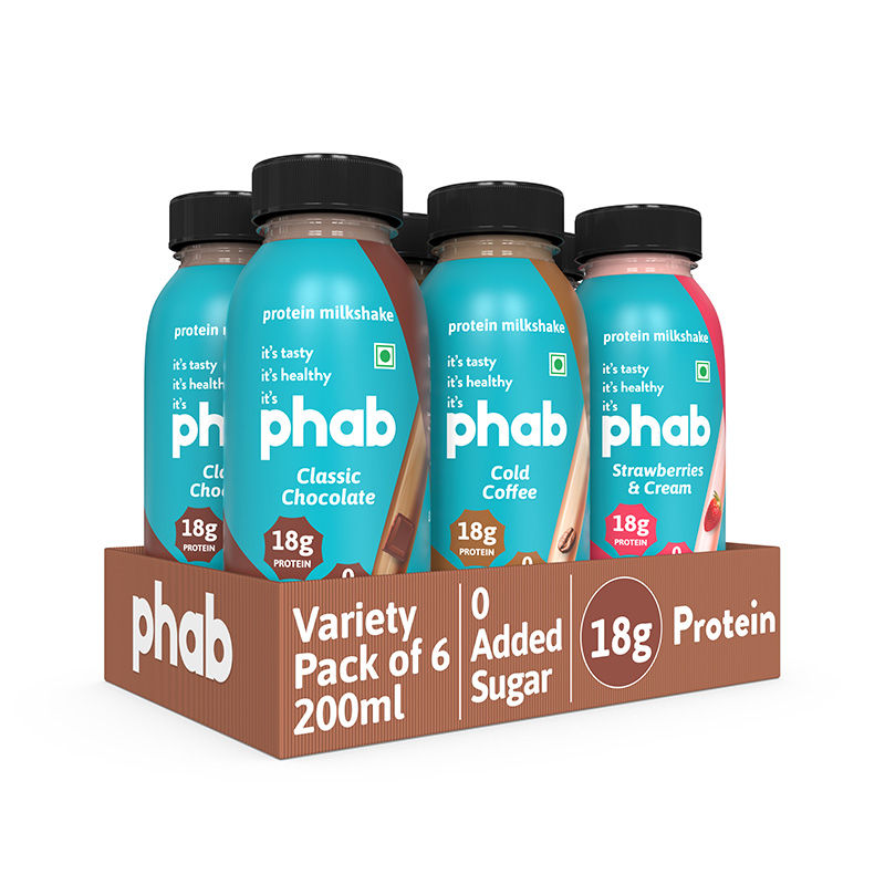 Buy Phab Assorted Flavours 18g Protein Milkshakes (Pack of 6) Online