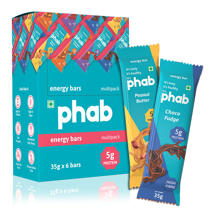 Buy Phab Choco Fudge & Peanut Butter 5g Protein Energy Bars (Pack of 12 ...