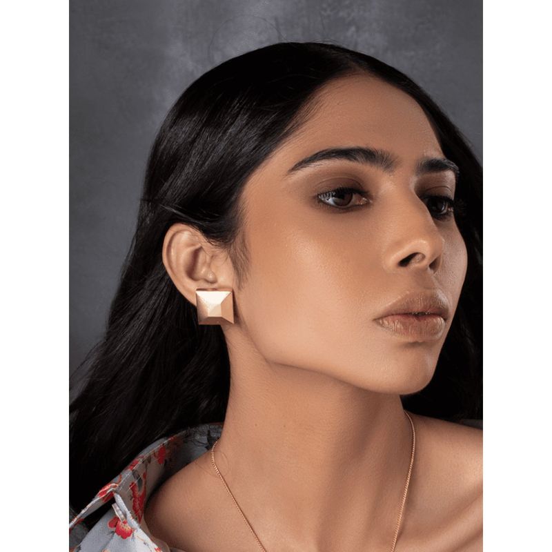 Buy Ethnic Andaz Cubicle Gold Studs Earrings Online