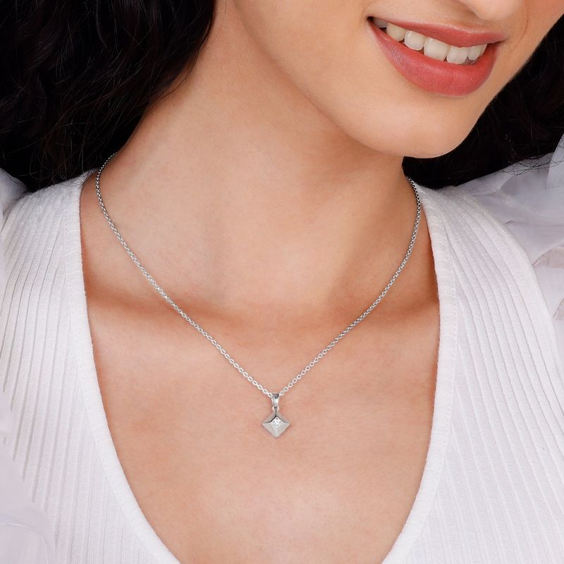 Buy GIVA Sterling Silver Angles Of The Cube Signature Pendant with Link ...