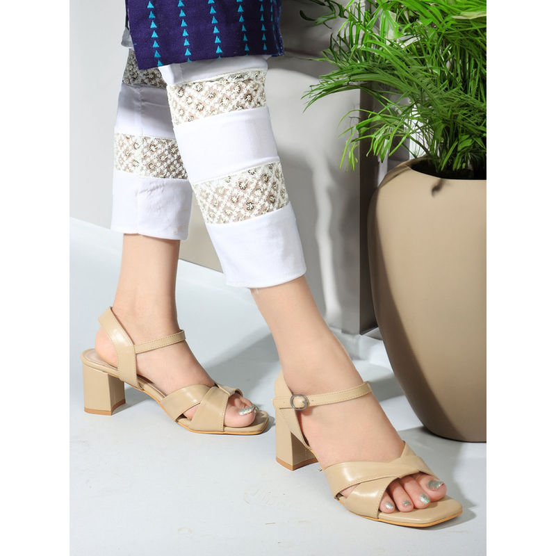 Buy Iconics Beige Buckle Party Women Sandals Online