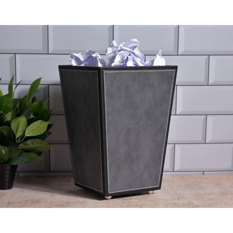 Buy Premsons Faux Leather Dustbin - Two Tone Cone Shaped - Grey & Black ...