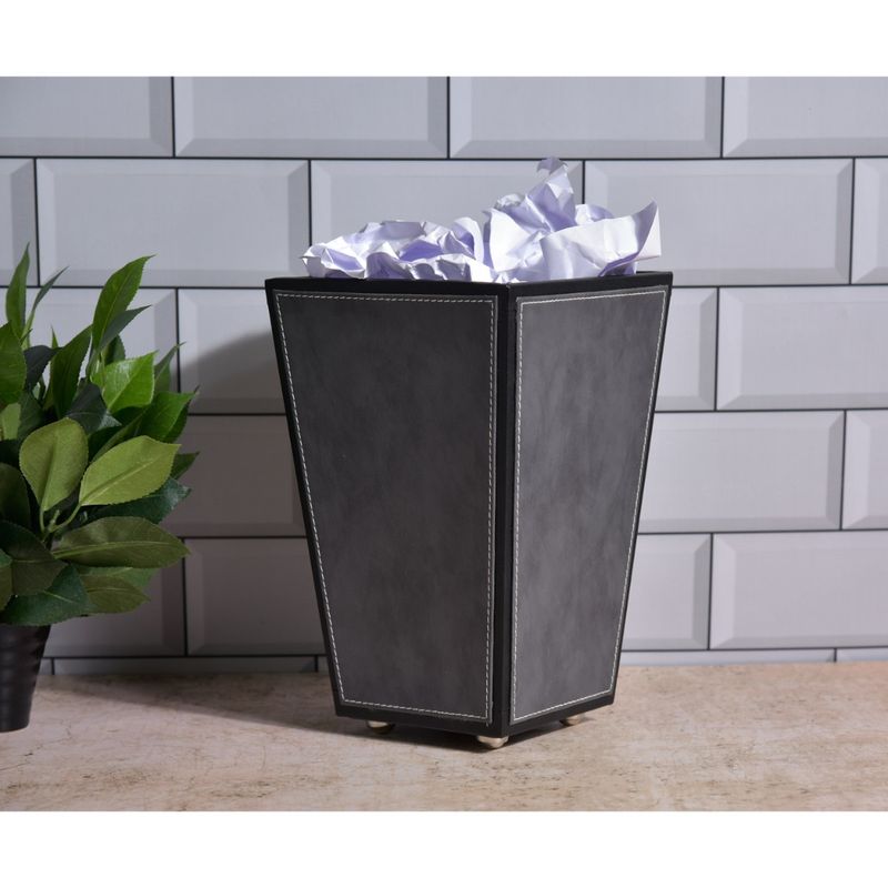 Buy Premsons Faux Leather Dustbin - Two Tone Cone Shaped - Grey & Black ...