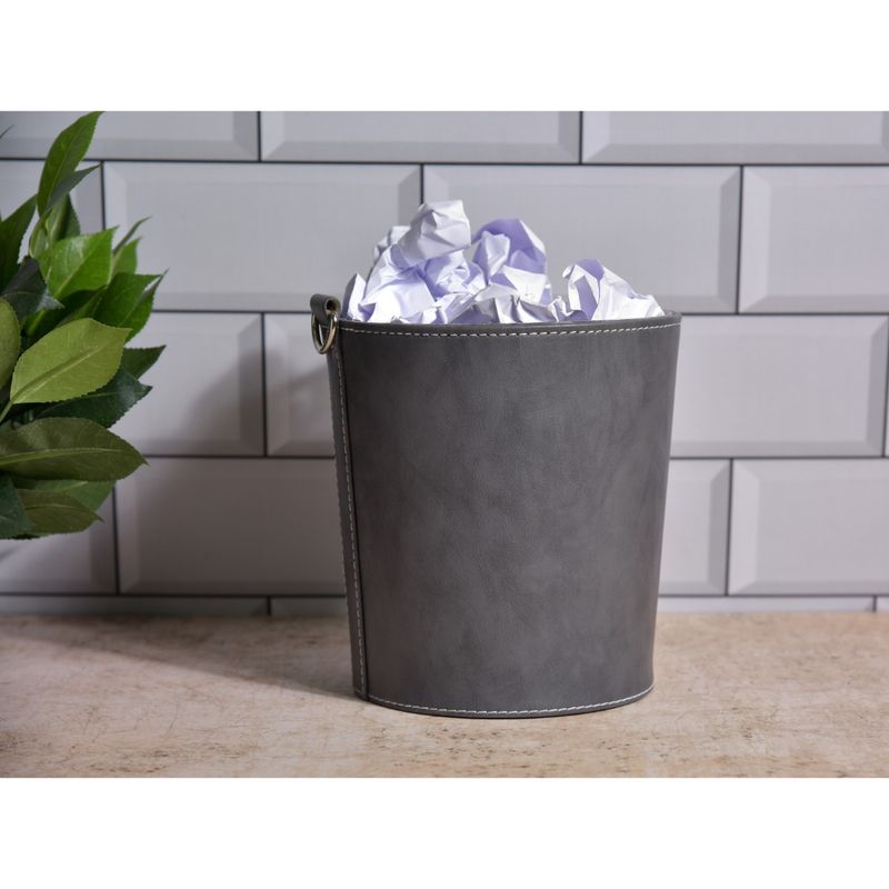 Buy Premsons Faux Leather Dustbin - Round Small - Grey - 2.5L Online