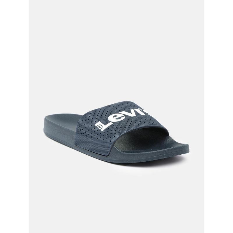 Buy Levi's Mens June Perf Navy Blue Self Design Sliders Online