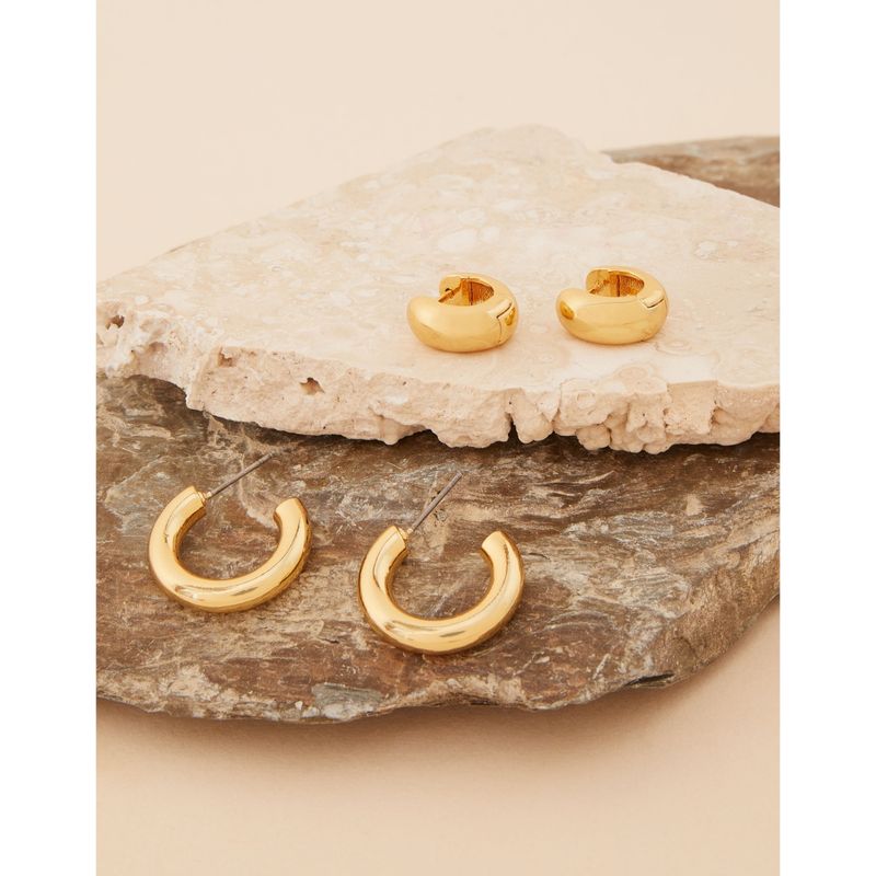 Buy Accessorize London Real Gold Plated Z Chunky Hoops (Set of 2) Online
