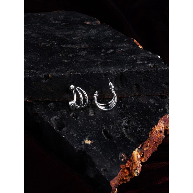 Buy Accessorize London Women Silver Triple Hoop Earrings Online