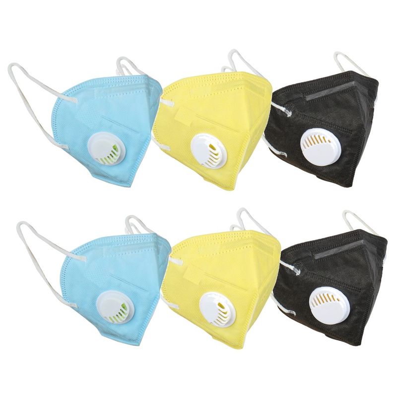 Fabula Pack of 6 KN95/N95 Anti-Pollution Reusable 5 Layer Mask (Blue ...