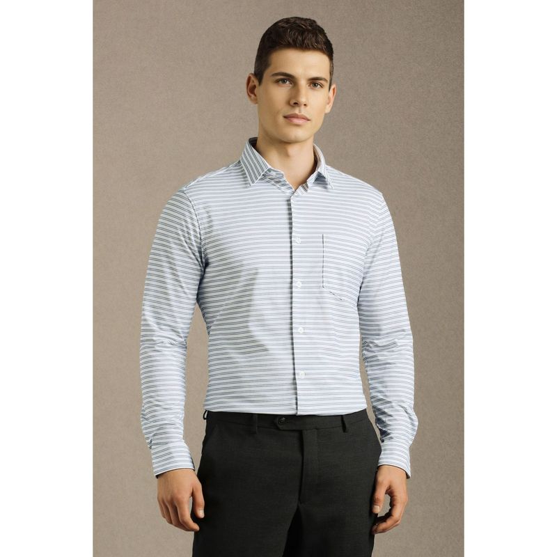 Buy Louis Philippe Men White Stripe Full Sleeves Formal Shirt Online