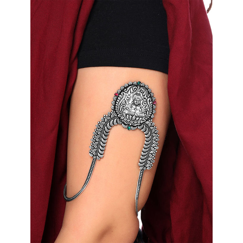 Buy Yellow Chimes Silver Oxidised Kolhapuri Armlets for Women Online