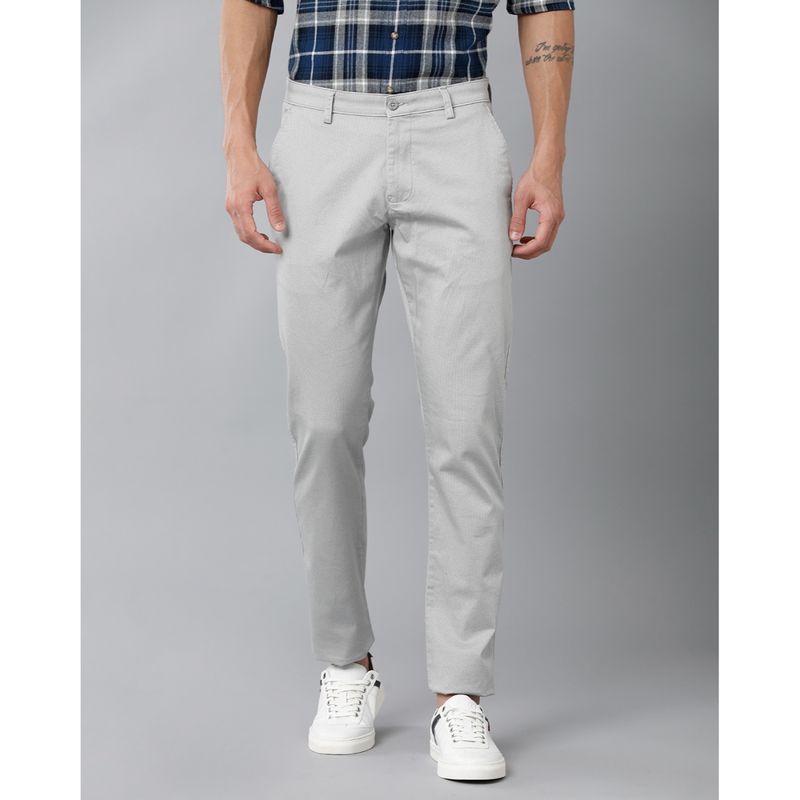 Buy Classic Polo Mens Cotton Solid Slim Fit Grey Color Trouser Online