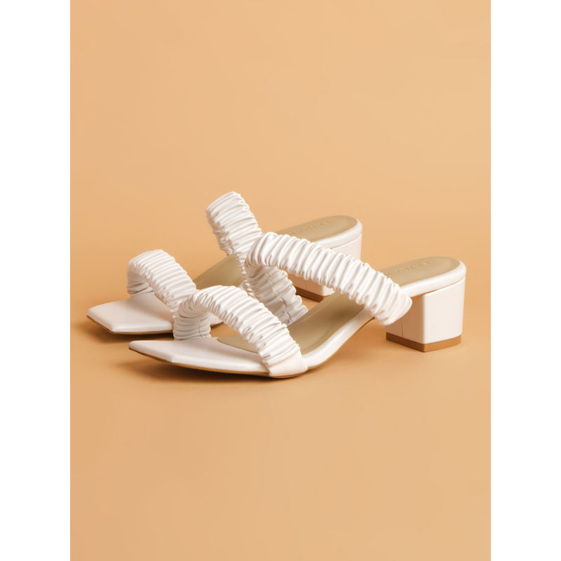 Buy Eridani Ruffled Cedra White Heels Online