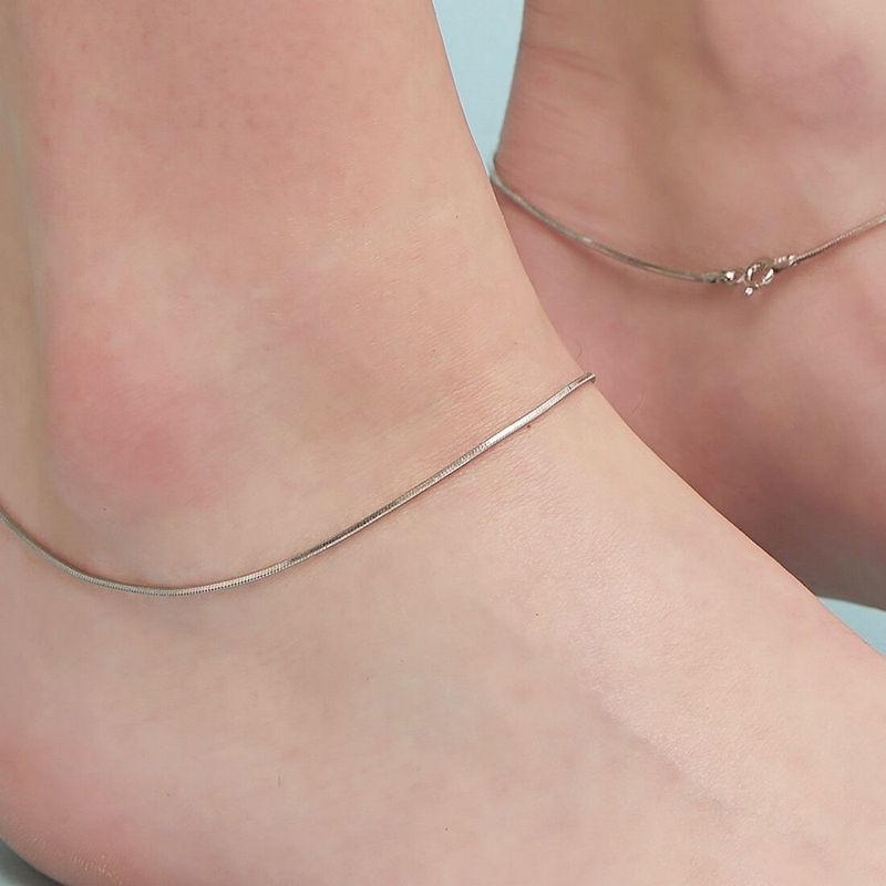 Buy Zavya Minimal Snake Chain 925 Silver Anklet- Pair Online