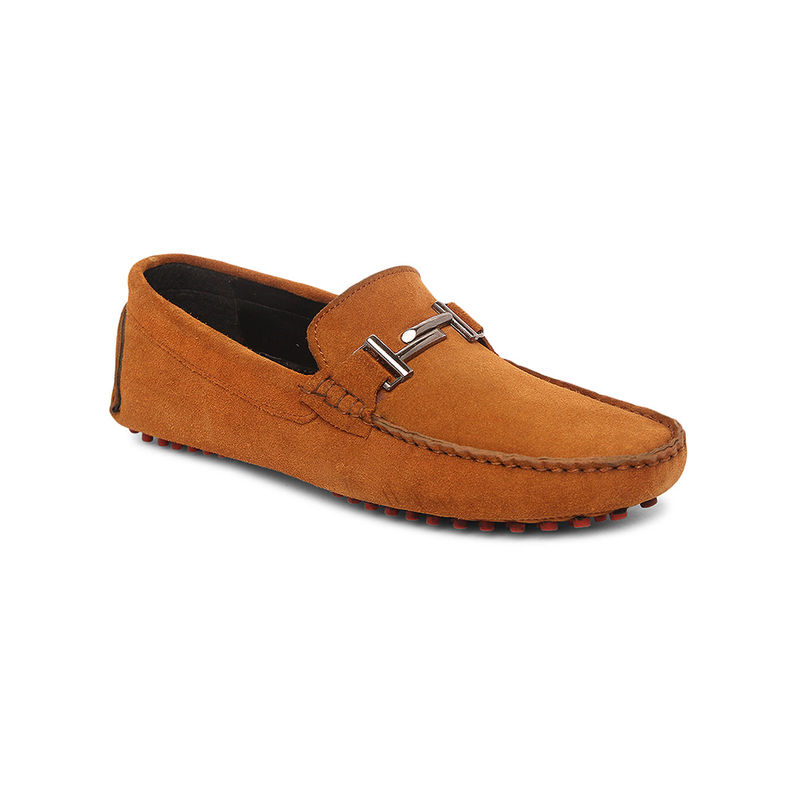 Buy Louis Stitch Solid Rust Italian Suede Leather Loafers Online