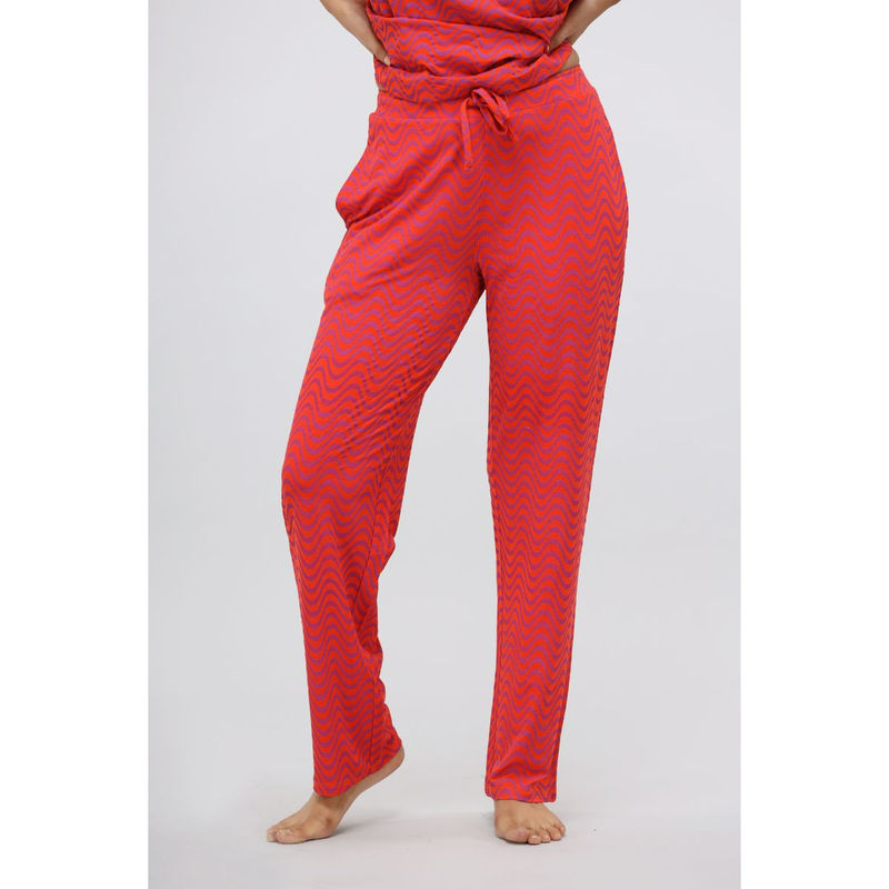 Buy NeceSera Red Wavy Soft Modal Pajama Online