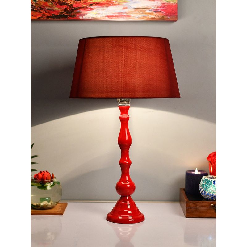Buy Homesake Glossy Red Teardrop Table Lamp Red Shade Online