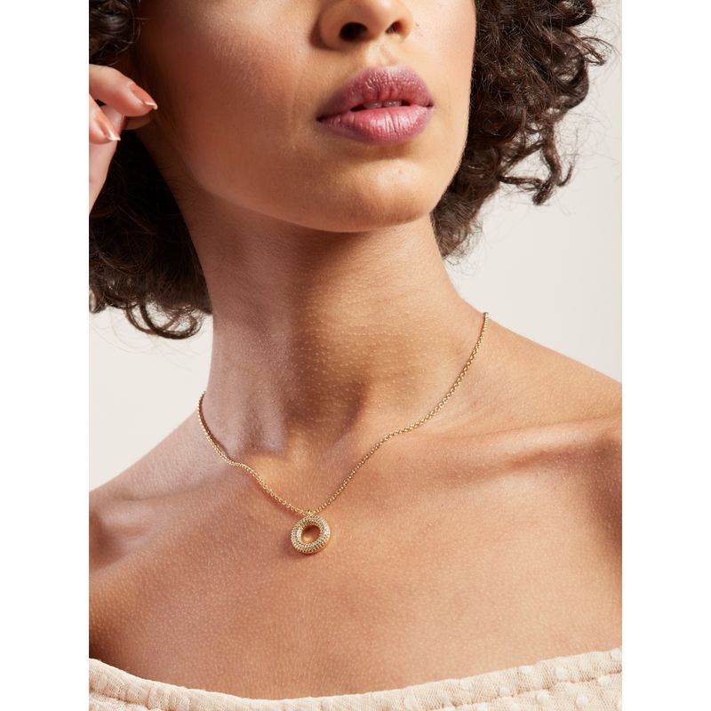 Buy Rhea Circle Gold Cubic Zirconia White Necklace Online