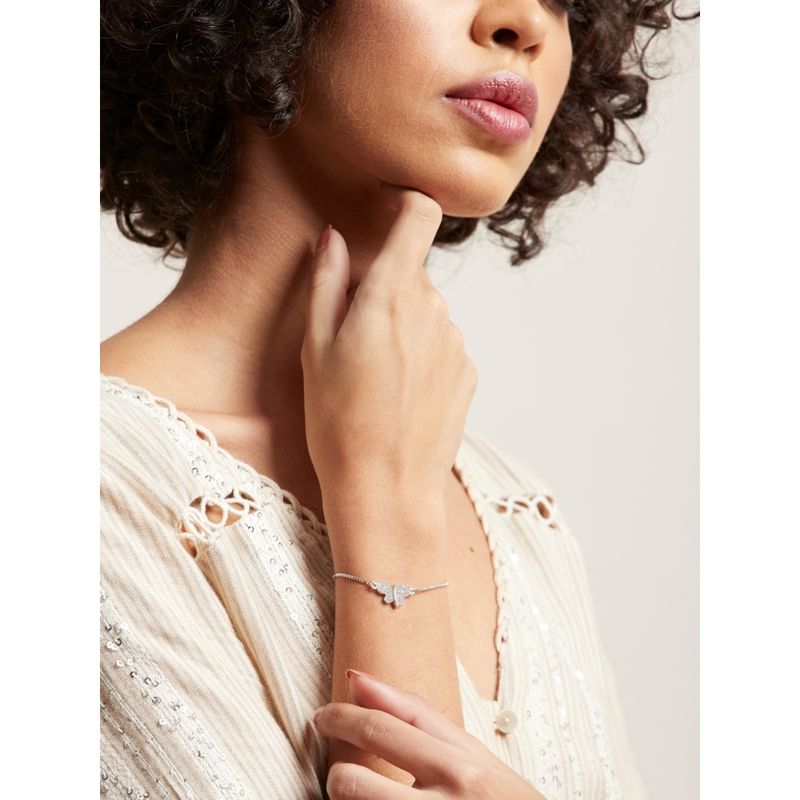 Buy Rhea Butterfly Silver Cubic Zirconia White Stone Bracelet Online