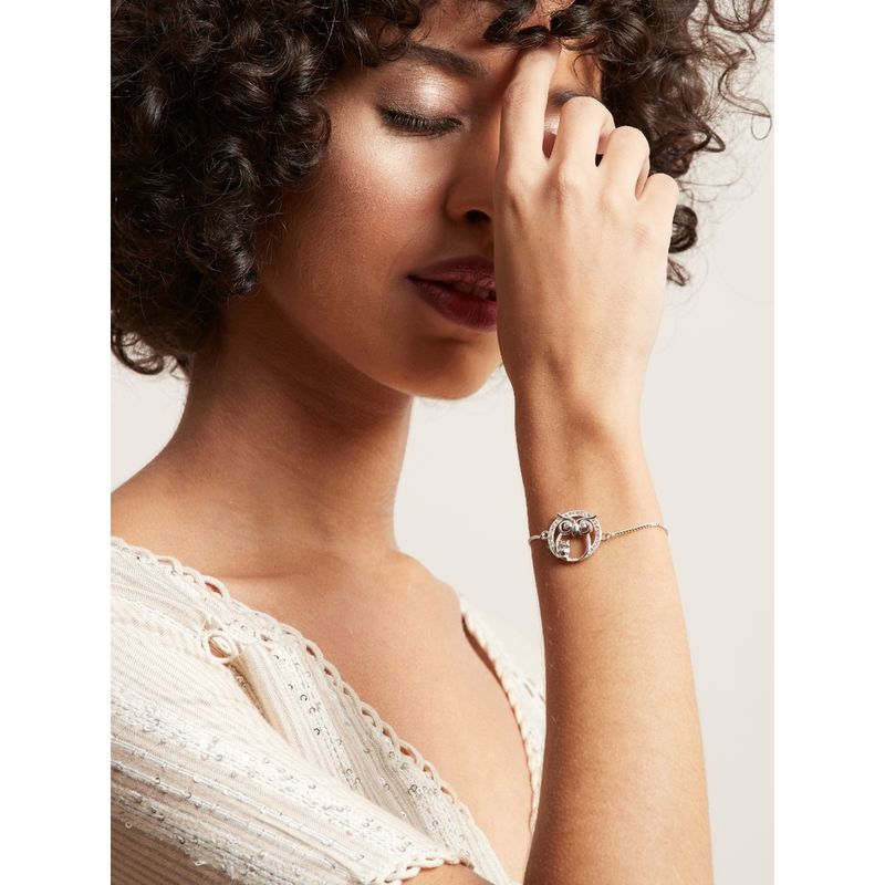 Rhea Owl Silver Cubic Zirconia White Stone Bracelet: Buy Rhea Owl ...