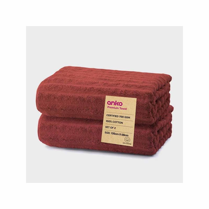 Buy Anko Australia 100% Cotton Rust Hand Towel, 700 GSM (Pack of 2) Online