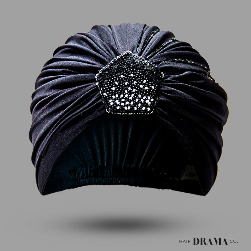 Buy Hair Drama Co. Embellished Turban With Sequins - Black Online