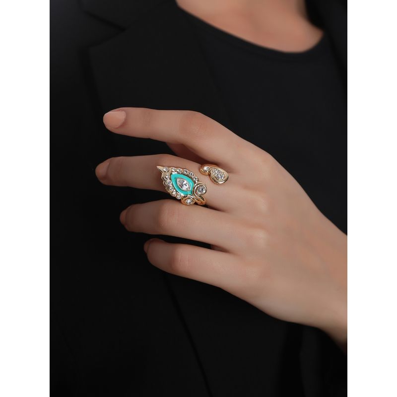 Shaze Anzio Enamelled Turquoise Ring: Buy Shaze Anzio Enamelled Turquoise Ring Online at Best ...