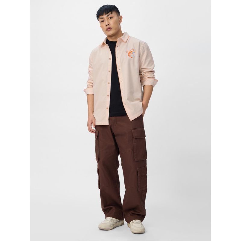 Buy The Souled Store Beige Embroidered Relaxed Fit Shirt Online