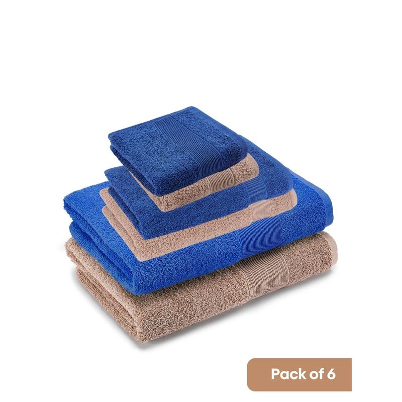 Buy Haus & Kinder 100% Cotton Harmony Combed Bath Set- Cobalt, Almond ...