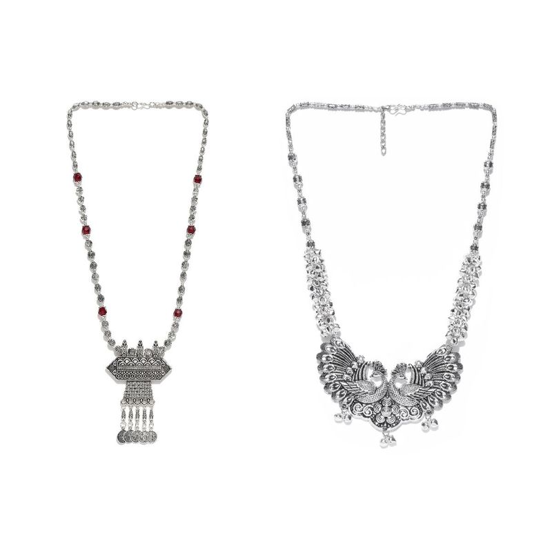 Buy Prita Oxidised Silver-Plated Necklace Combo Of 2 Online