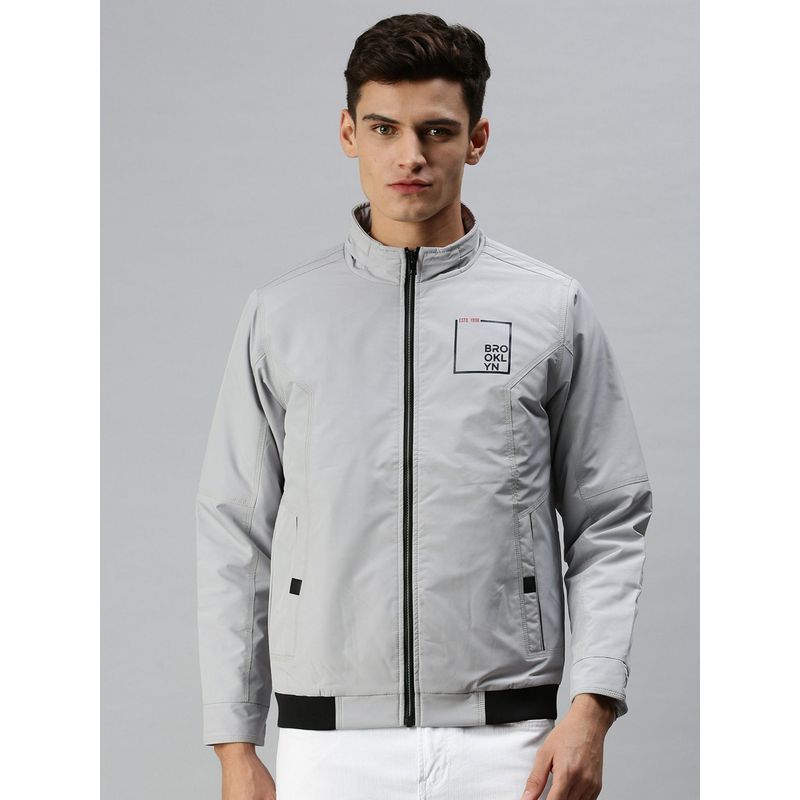 Buy SHOWOFF Men Casual Solid Grey Jacket Online
