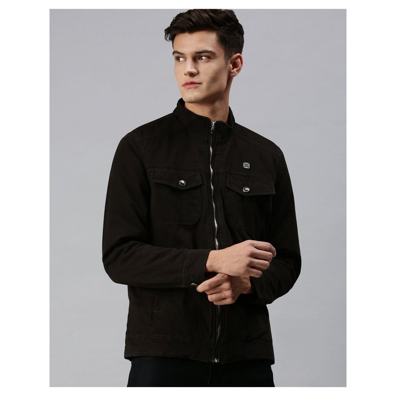 Buy SHOWOFF Men Casual Solid Black Jacket Online