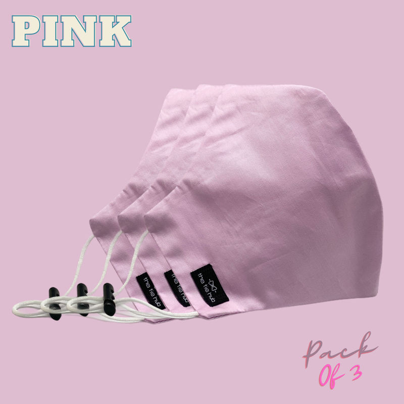 Buy The Tie Hub Pink Solid 100% Premium Cotton Reusable Face Mask ...