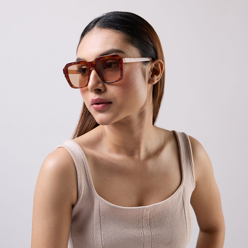 Buy Twenty Dresses by Nykaa Fashion Brown Square Animal Print See Through Sunglasses Online