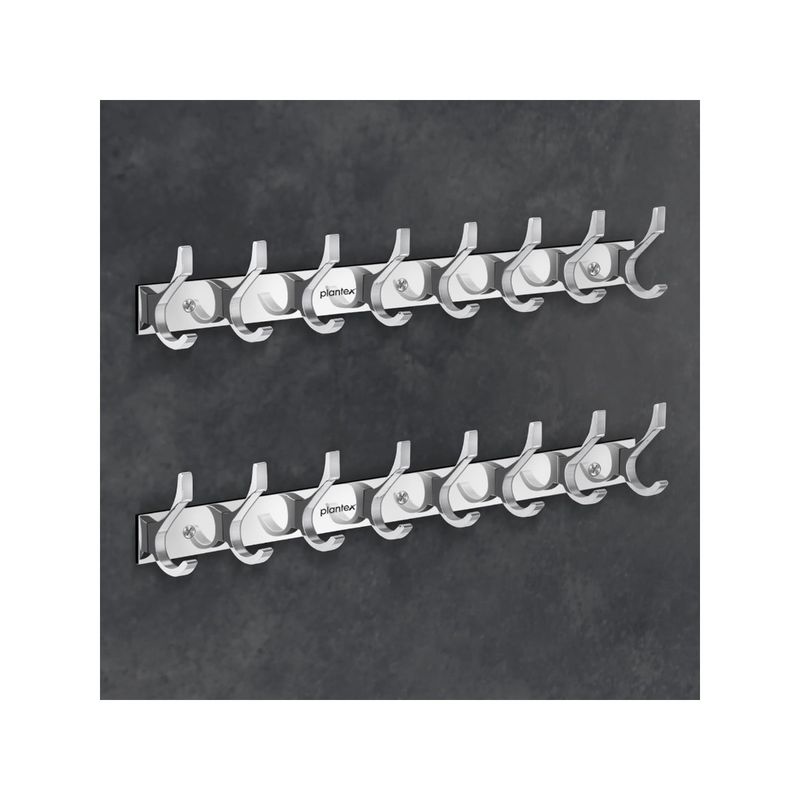 Buy Plantex Aluminium Hook Rail with L-Shape Hooks for Walls Pack of 2 ...
