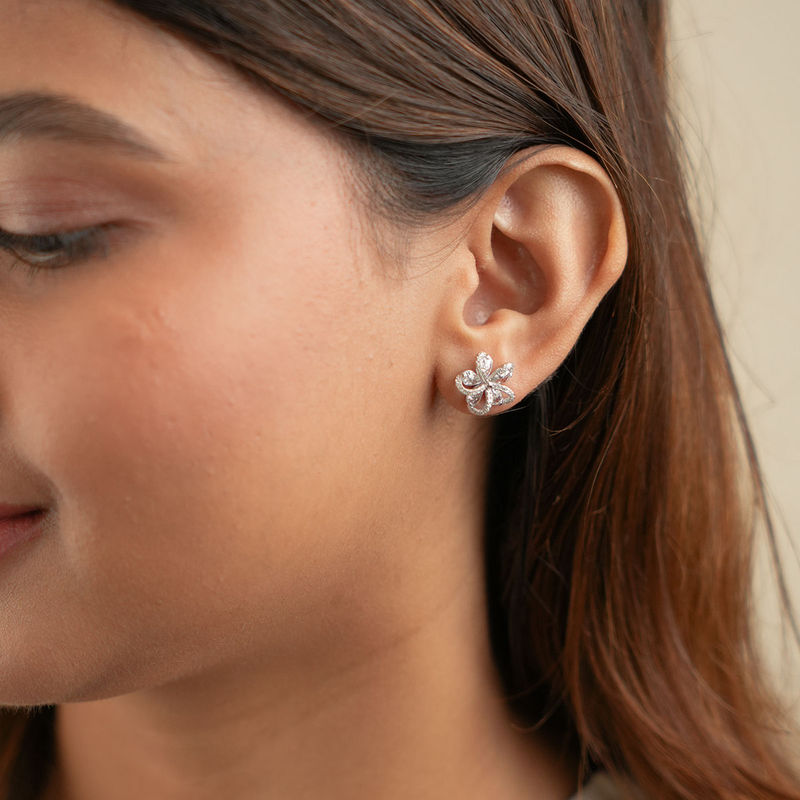 Buy Tora Rhea 925 Sterling Silver Floral Studs Online
