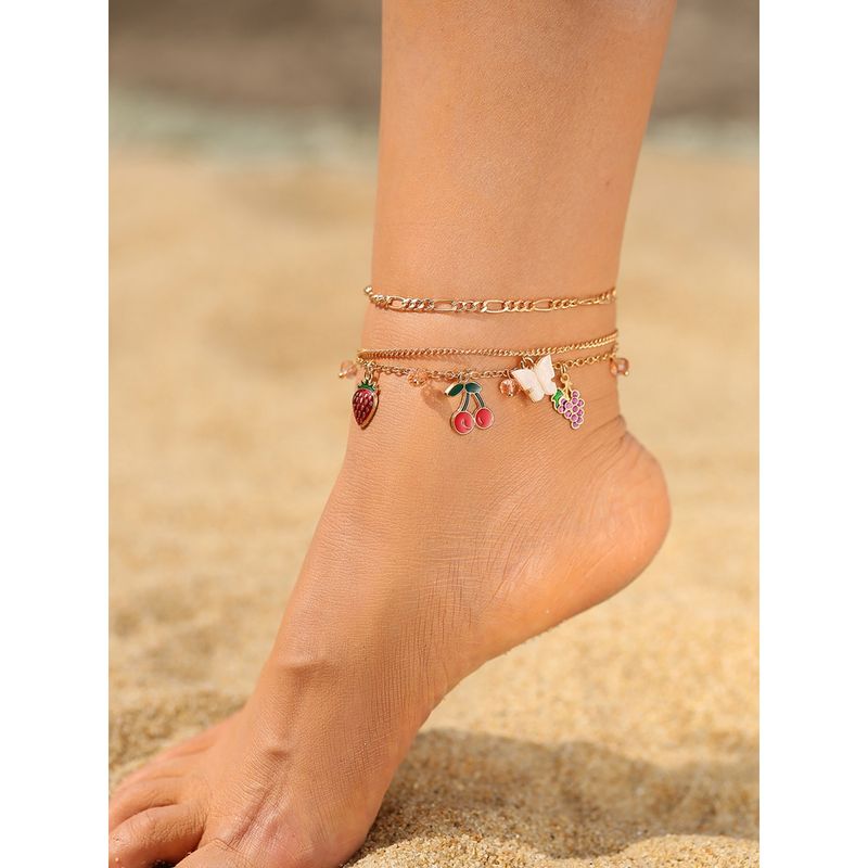 Buy Yellow Chimes Gold Toned Chain with Butterfly & Fruit Charms ...