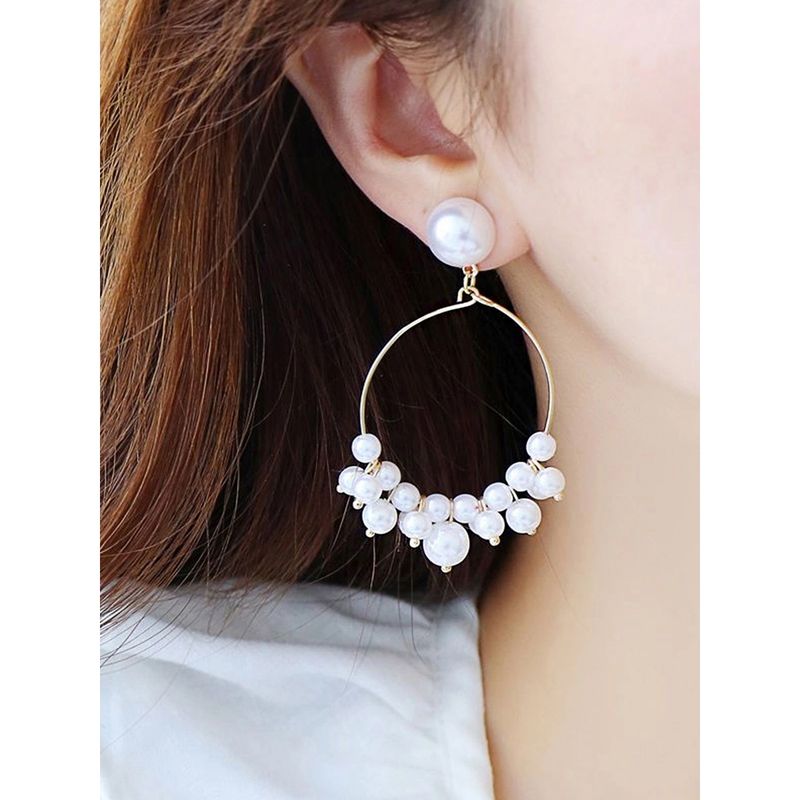 Buy Yellow Chimes Women Gold-Plated Peart Studded Circular Drop ...