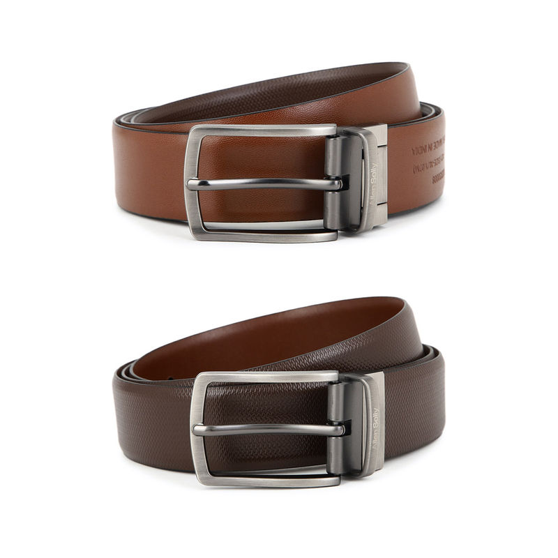 Buy Allen Solly Men Brown Textured Formal Belt Online