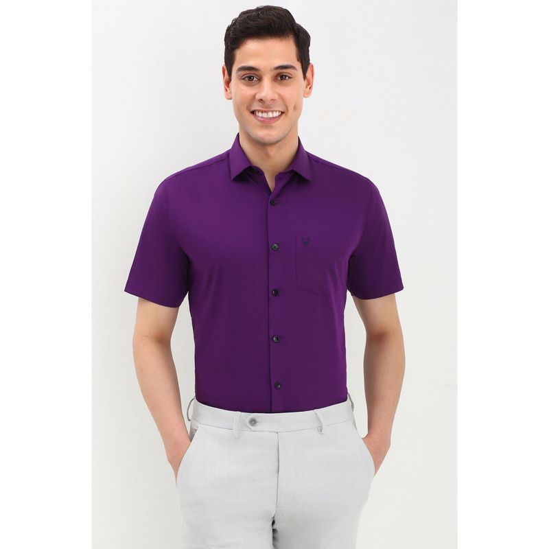 Buy Allen Solly Men Purple Slim Fit Solid Half Sleeves Formal Shirts Online