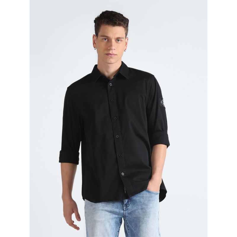 Buy Calvin Klein Men Black Cotton Solid Relaxed Fit Shirt Online