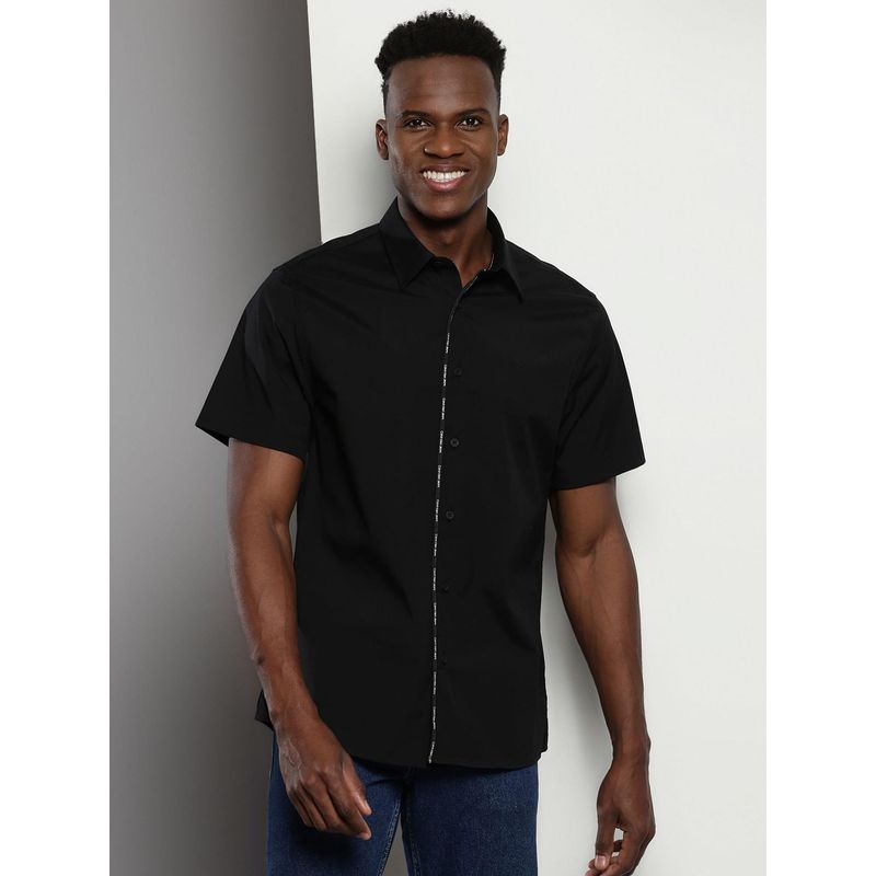 Buy Calvin Klein Men Black Cotton Solid Regular Fit Shirt Online
