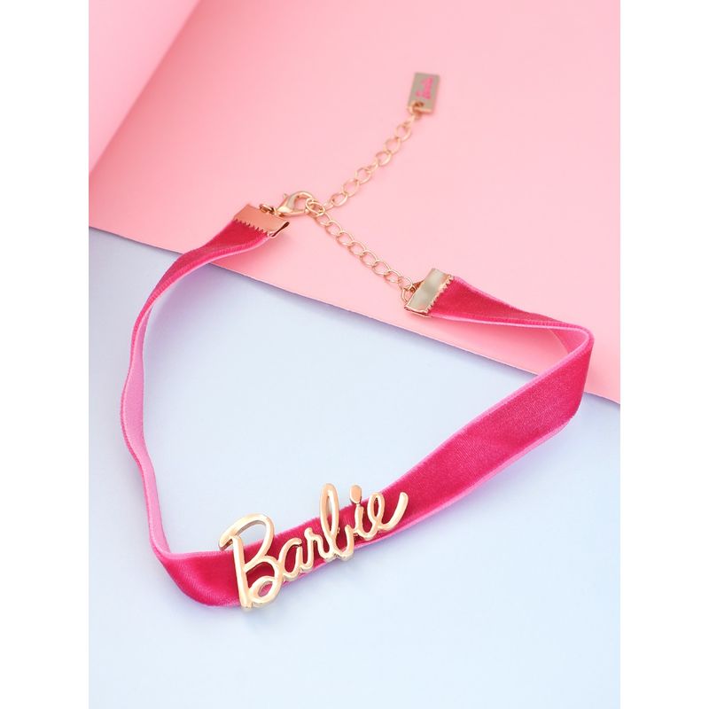 Buy ToniQ Barbie Gold Plated Casual Hot Pink Velvet Choker Necklace For ...