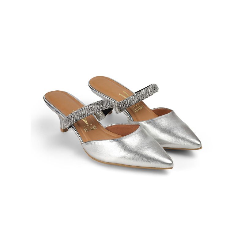 Buy Vizzano Silver Rhinestone Embellished Mules Online