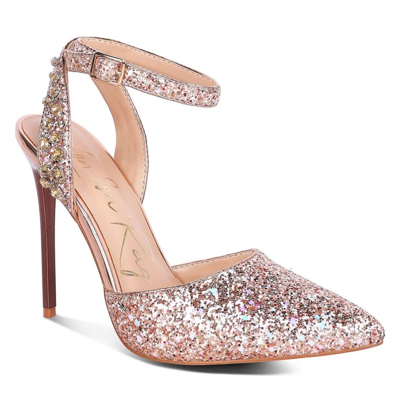 Buy London Rag Embellished Rose Gold Heels Online