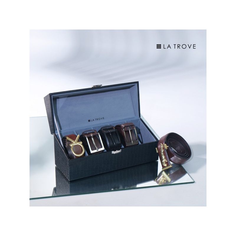 Buy La Trove Black Leather 5 Slot Belt & Accessories Storage Organizer ...