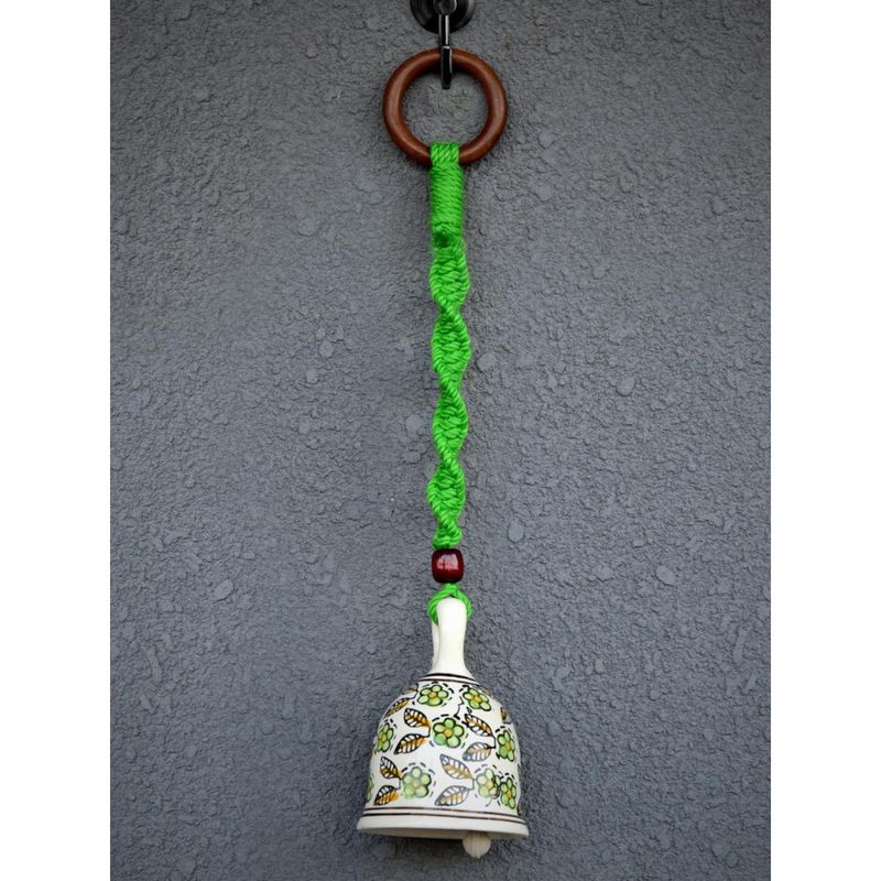 Buy Gathari Macrame Ceramic Green Bell Home Wall Hanging Online