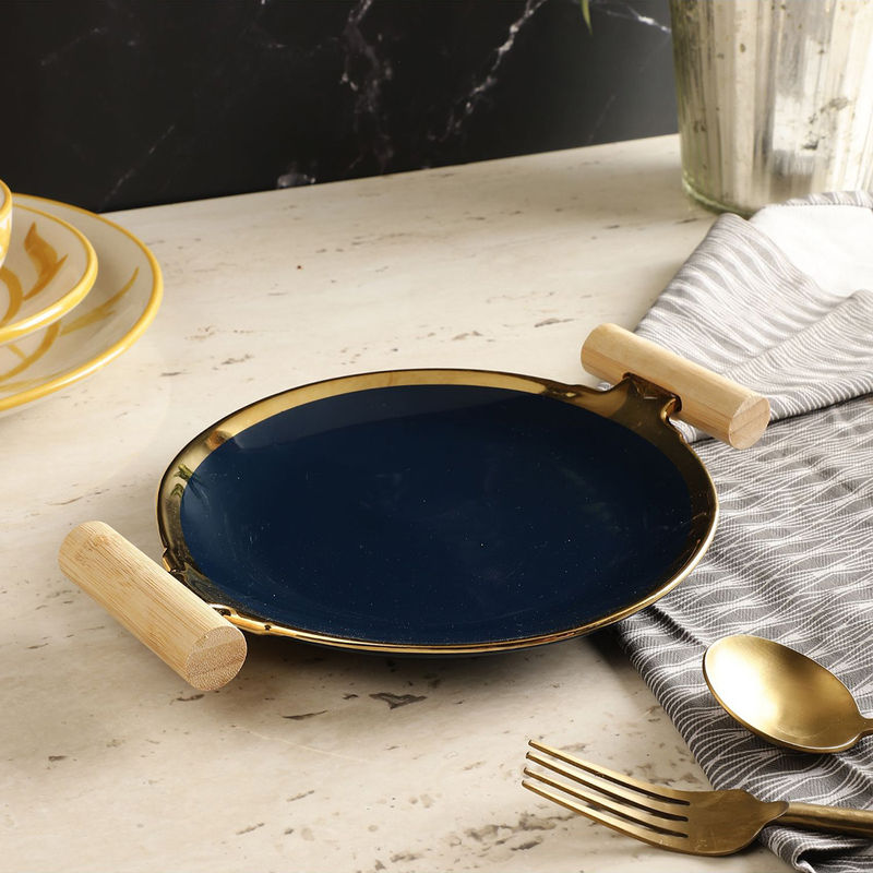 Buy The Decor Mart Round Ceramic Platter Royal Blue Online