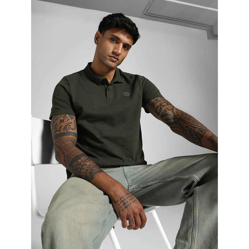 Buy Puma Olive Men's Premiuess Jacquard Polo T-Shirt Online