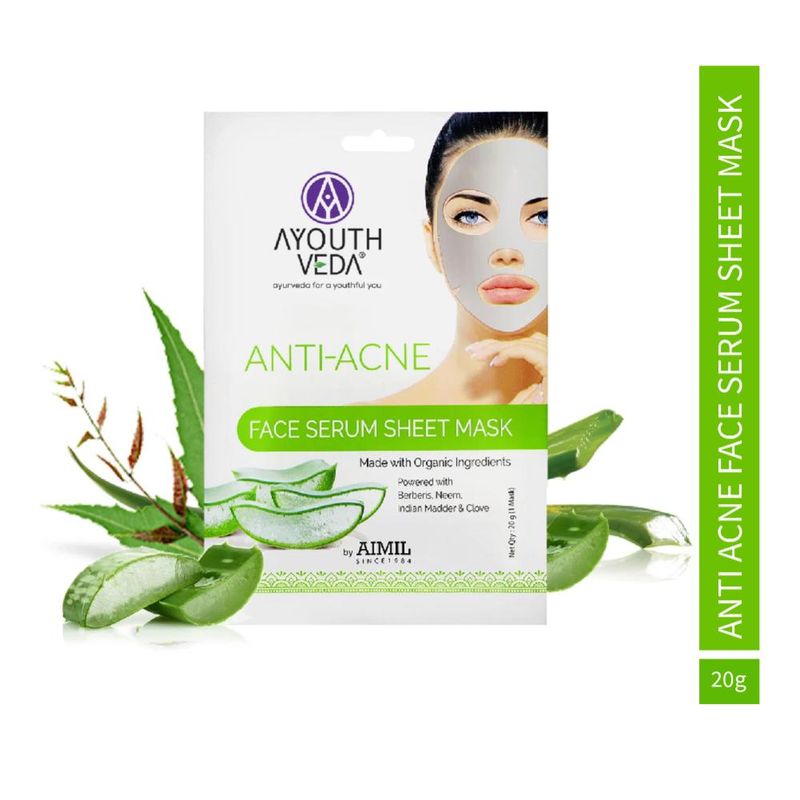 Buy AyouthVeda Anti-Acne Face Serum Sheet Mask Infused with Aloe Vera ...