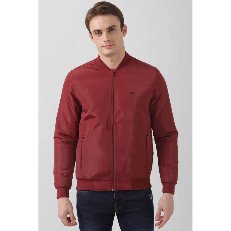 Buy Peter England Men Maroon Solid Casual Jacket Online